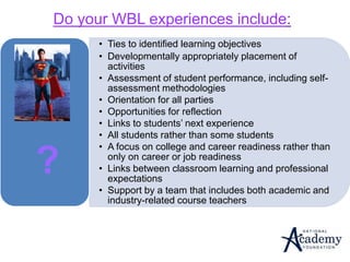 Enhancing and assessing your work based learning plan nyc series #2 | PPT