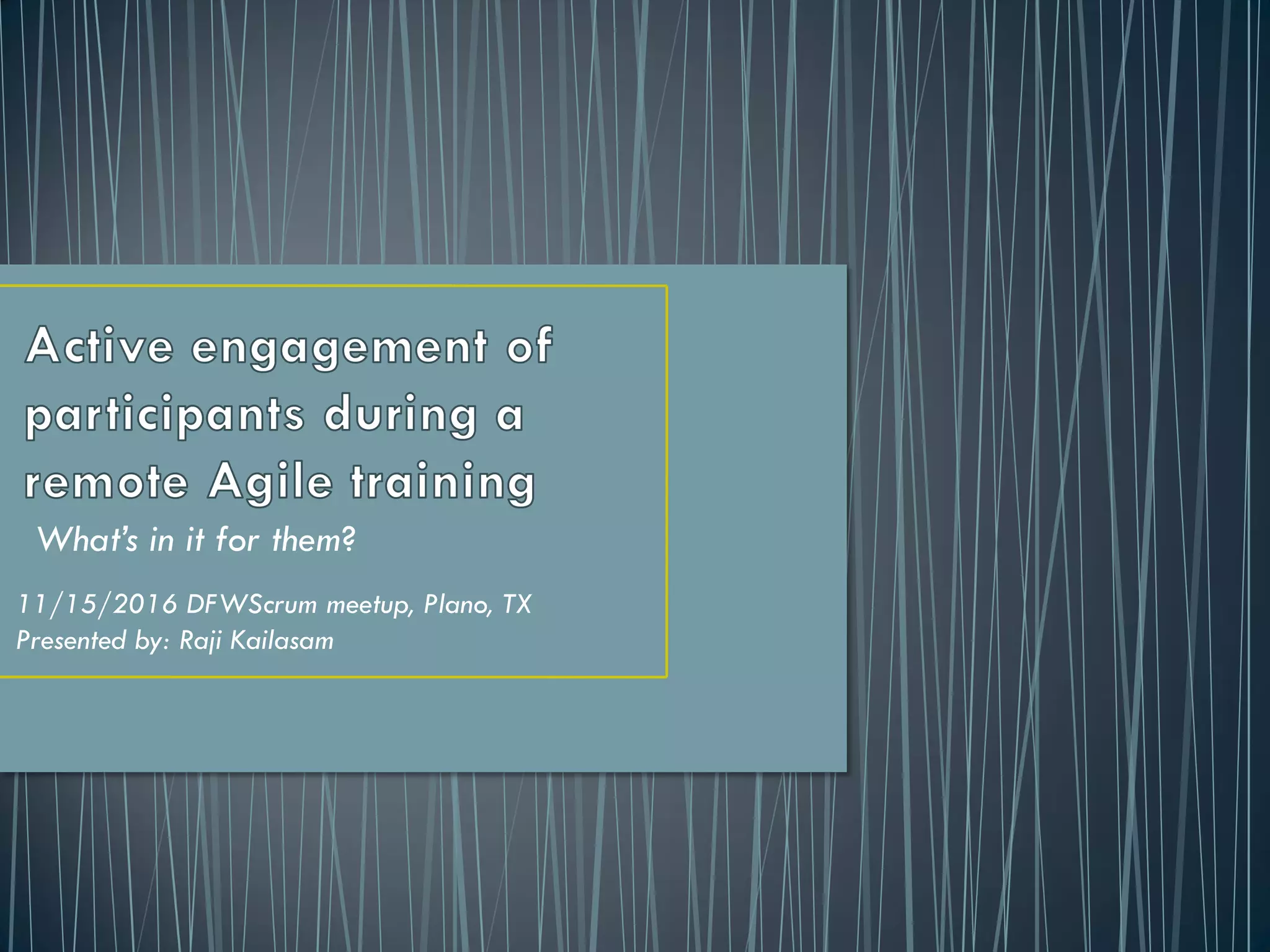 Enhancing a remote agile scrum training | PPT
