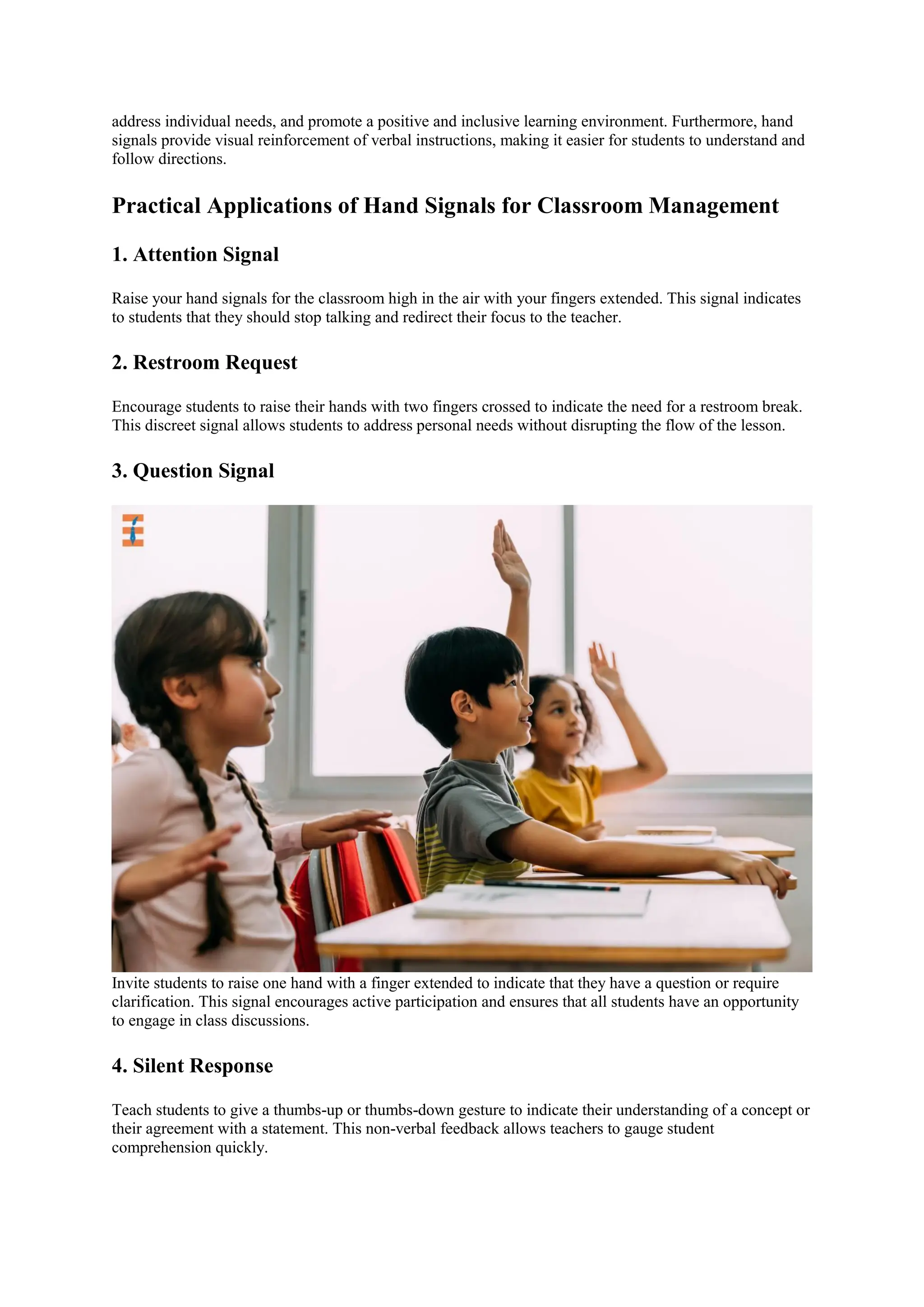 Enhancing Classroom Communication: The Power of Hand Signals for ...