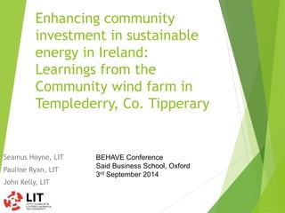 Enhancing Community Investment in Sustainable Energy Development in ...