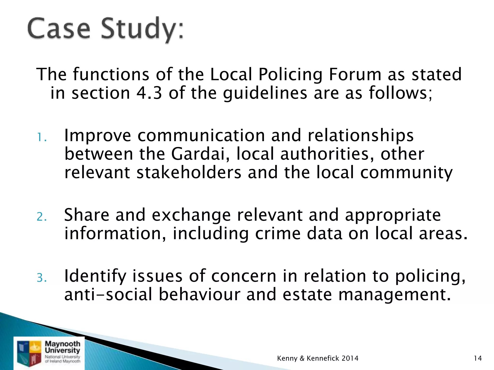Enhancing community ownership of policing kennedy sept 2014 | PPTX | Law