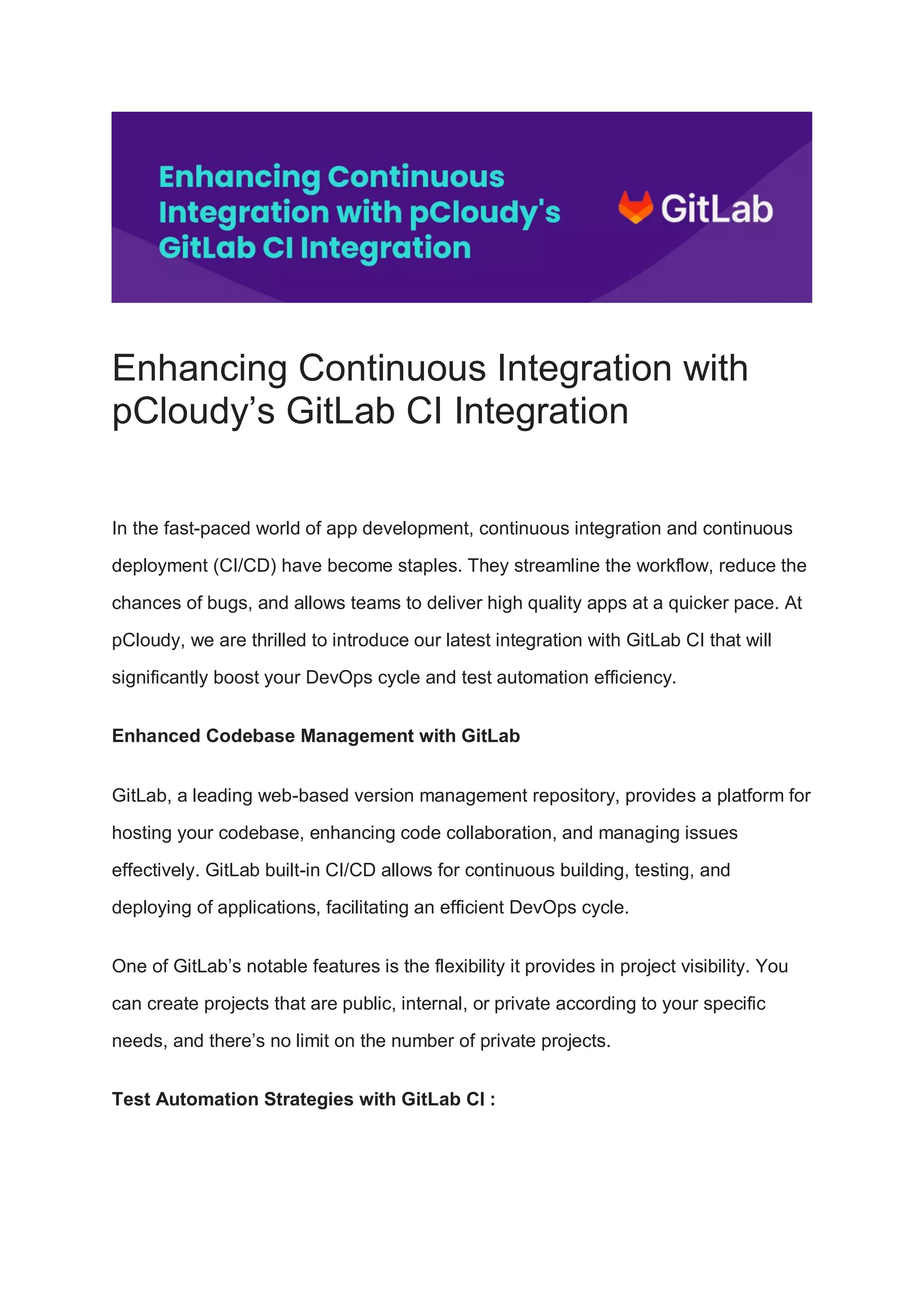 Enhancing Continuous Integration with pCloudy’s GitLab CI Integration.pdf | Free Download