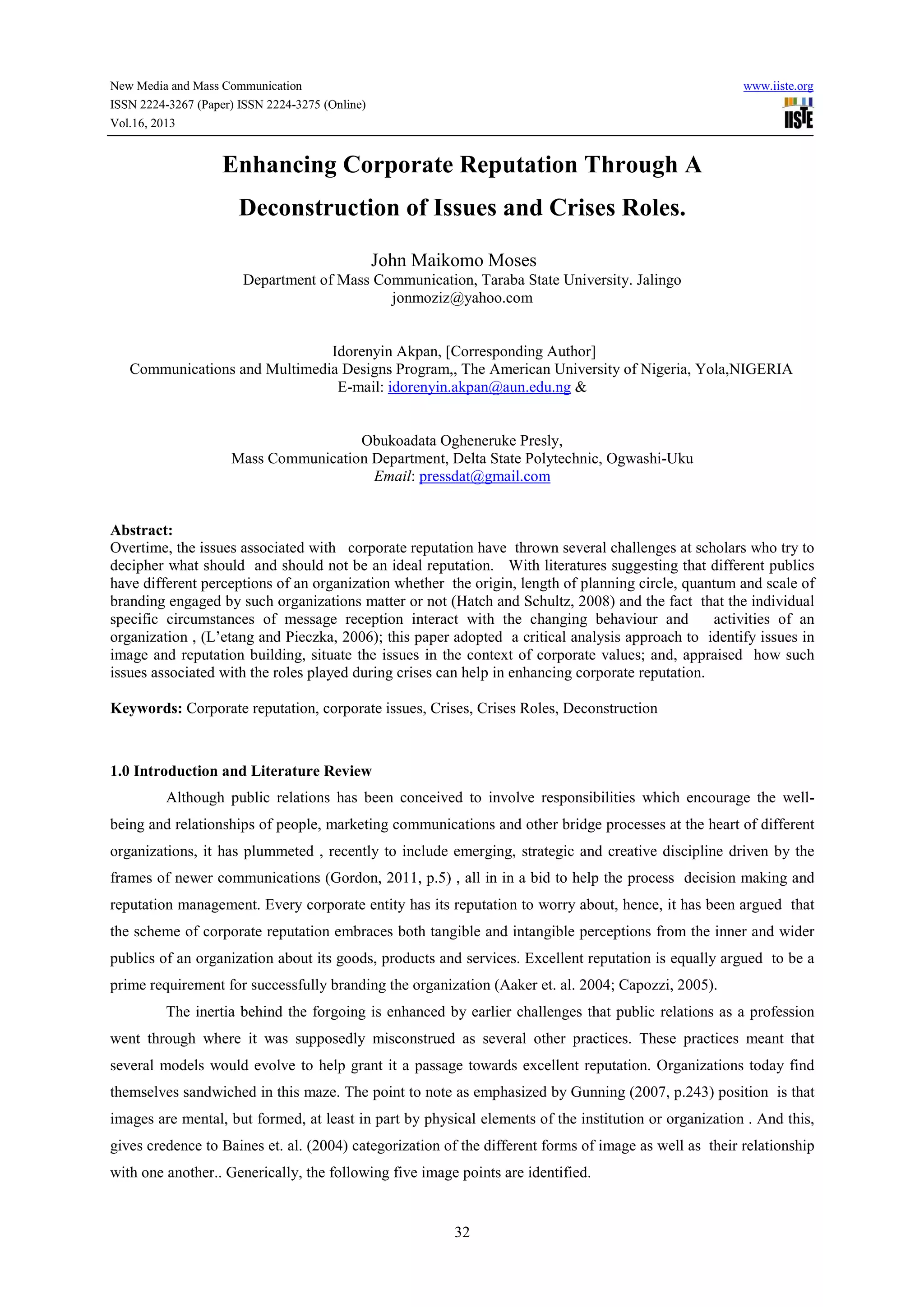 Enhancing corporate reputation through a | PDF