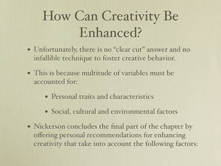 Enhancing Creativity | PDF