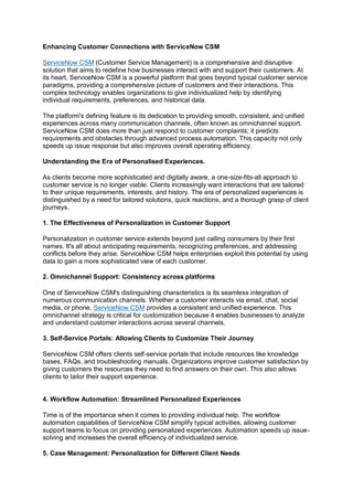 Enhancing Customer Connections with ServiceNow CSM | PDF