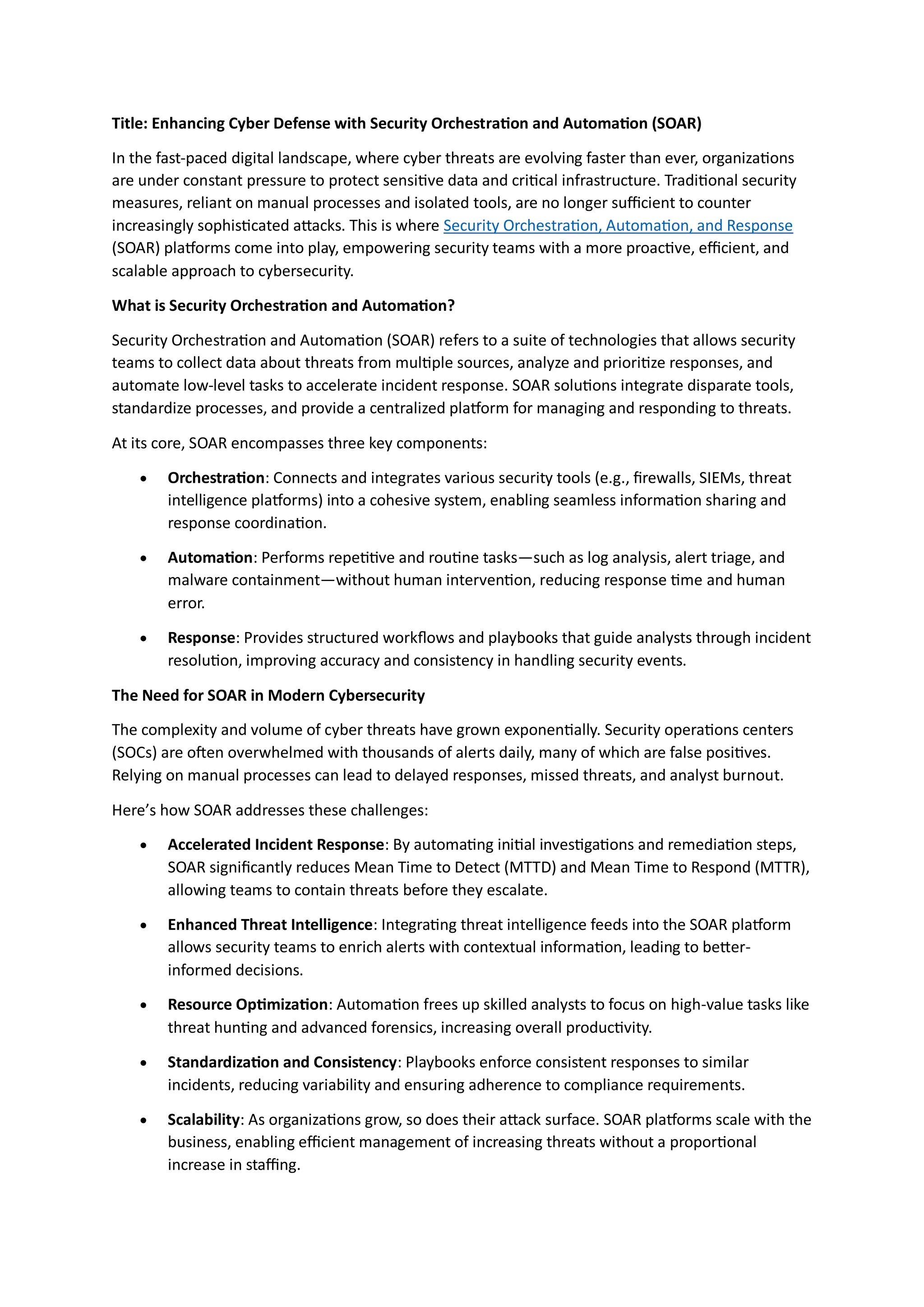 Enhancing Cyber Defense with Security Orchestration and Automation ...