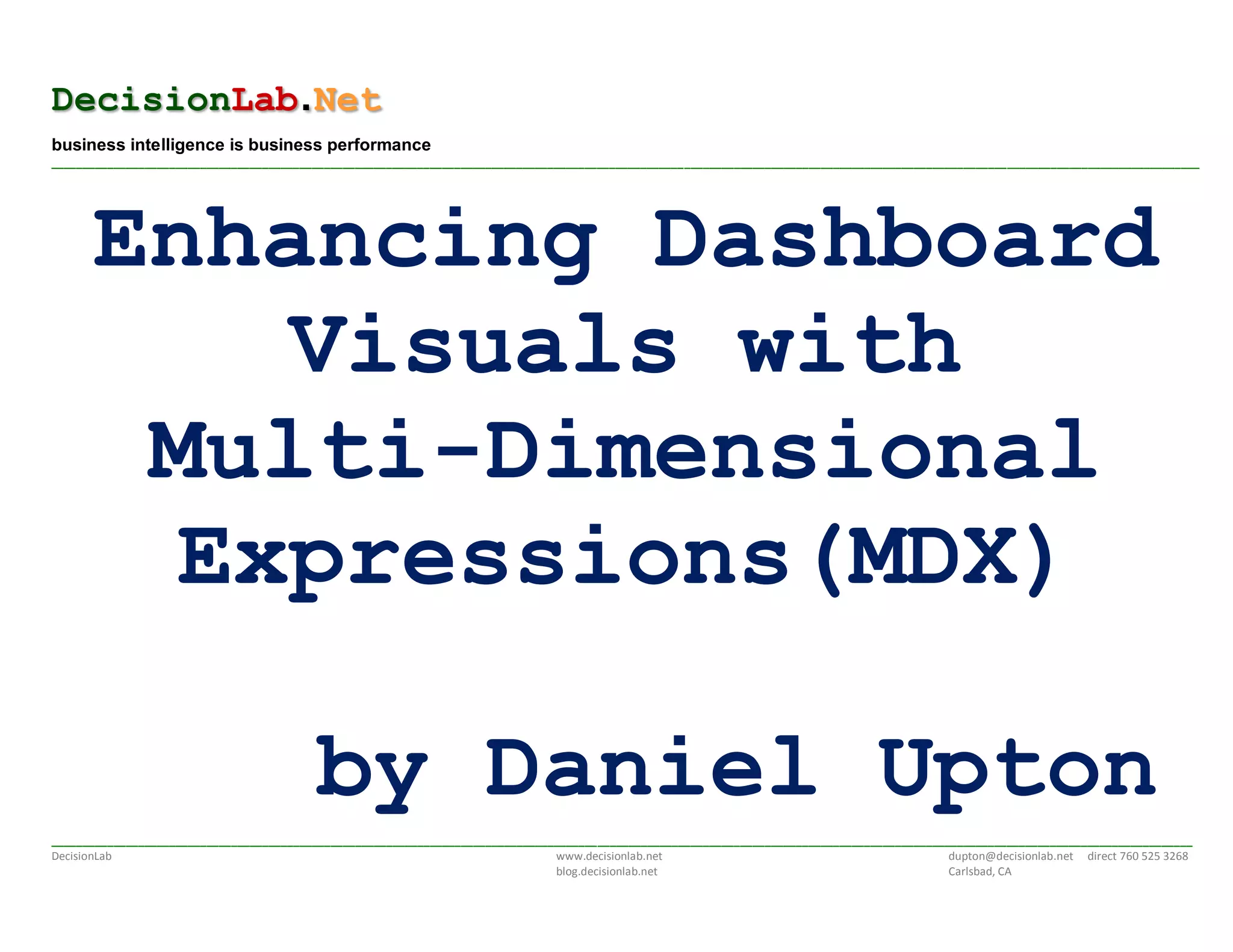 Enhancing Dashboard Visuals with Multi-Dimensional Expressions (MDX) | PDF