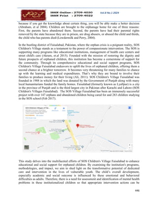 Enhancing Educational and Social Support for Orphaned Children: A Case Study of SOS Children's ...