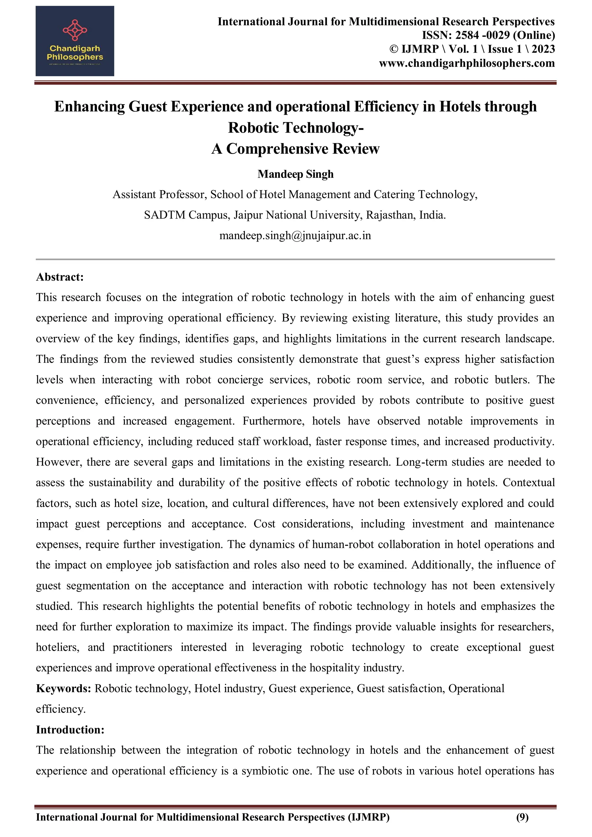 Enhancing Guest Experience and operational Efficiency in Hotels through ...