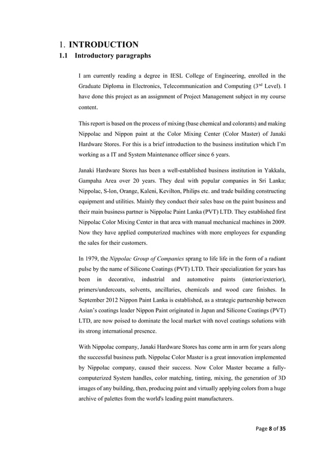 Enhancing nippolac paint mixturing process based on qm standards ...
