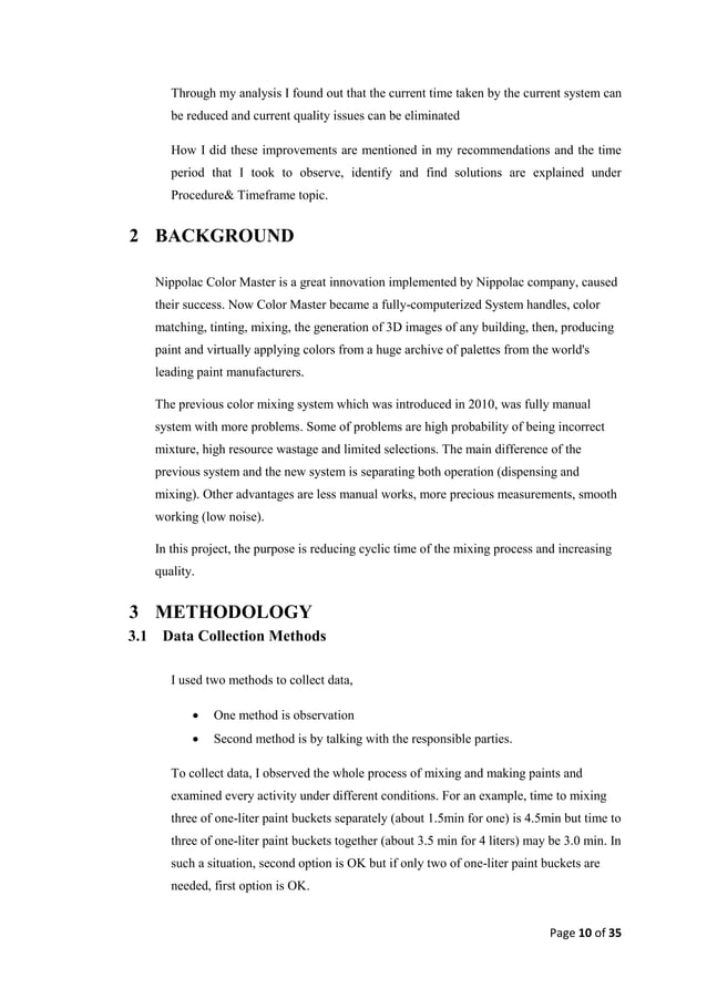 Enhancing nippolac paint mixturing process based on qm standards ...