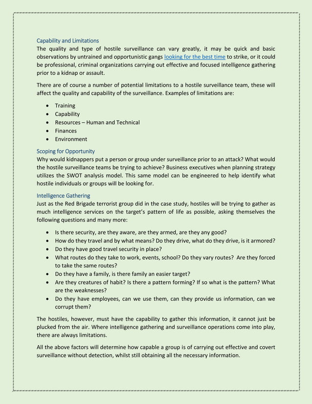 Enhancing Personal Security through Surveillance Detection Techniques | PDF