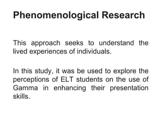 Enhancing Presentation Skills through Gamma in ELT Classrooms A ...