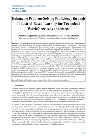 Enhancing Problem-Solving Proficiency through Industrial-Based Learning for | PDF