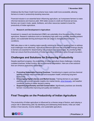 Enhancing Productivity in Indian Agriculture: Key Influencing Factors | PDF