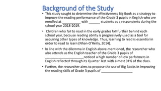 ENHANCING THE READING SKILLS OF GRADE THREE PUPILS THROUGH BIG BOOKS | PPTX