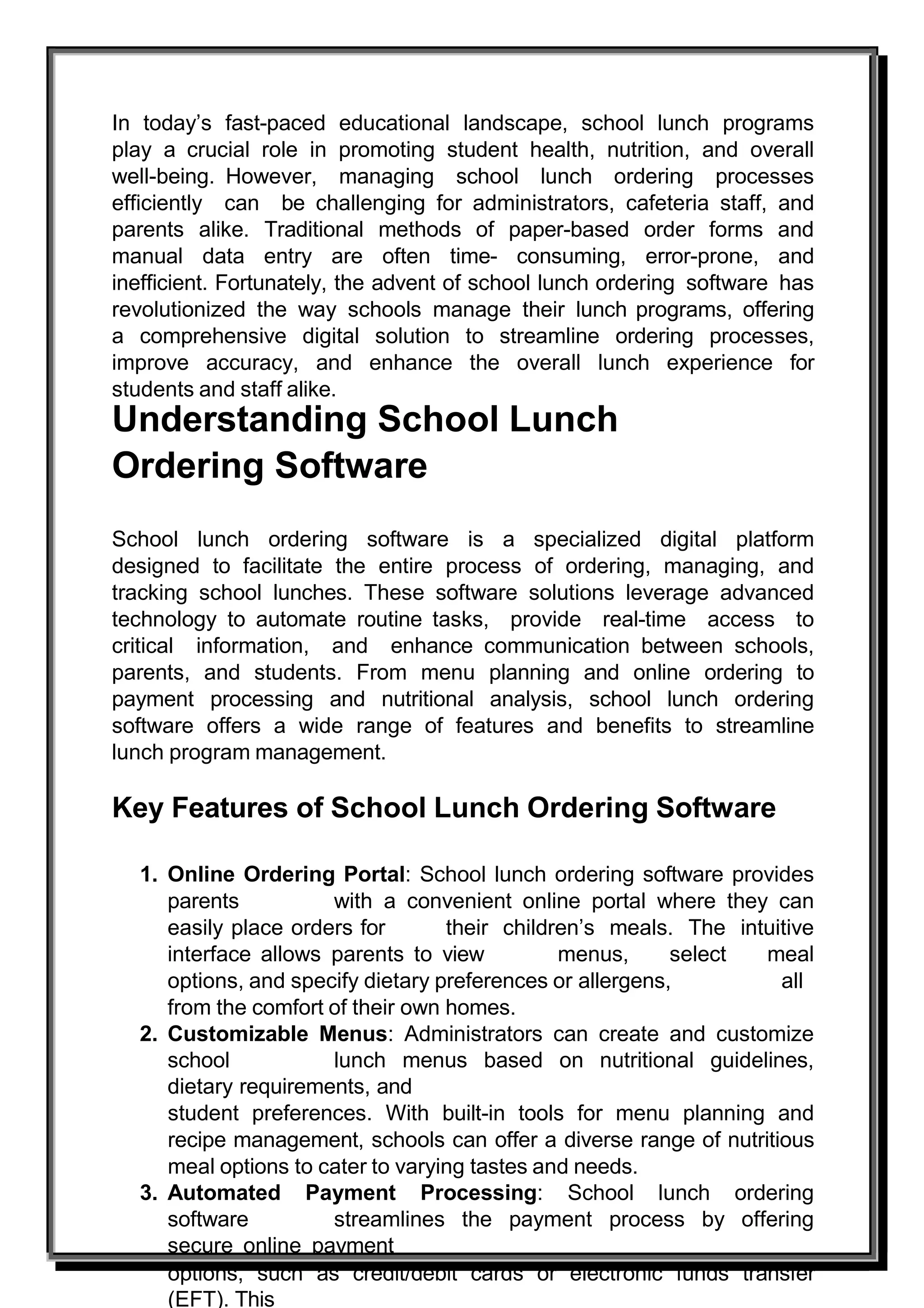 Enhancing School Lunch Experience with Innovative School Lunch Ordering ...
