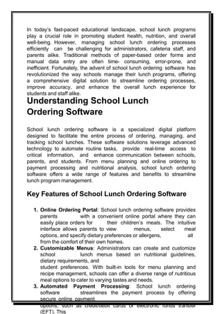 Enhancing School Lunch Experience with Innovative School Lunch Ordering ...
