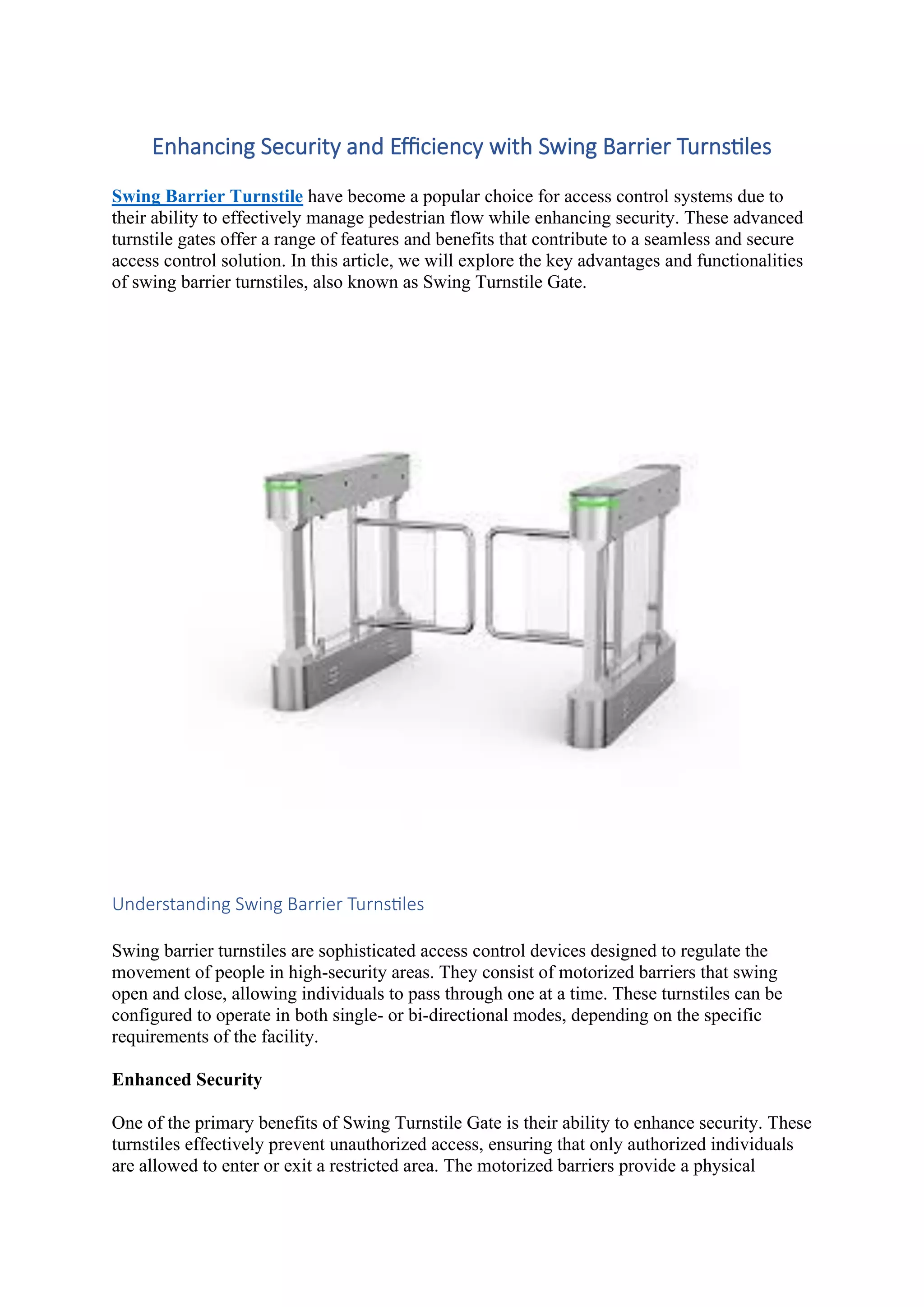 Enhancing Security and Efficiency with Swing Barrier Turnstiles.pdf ...