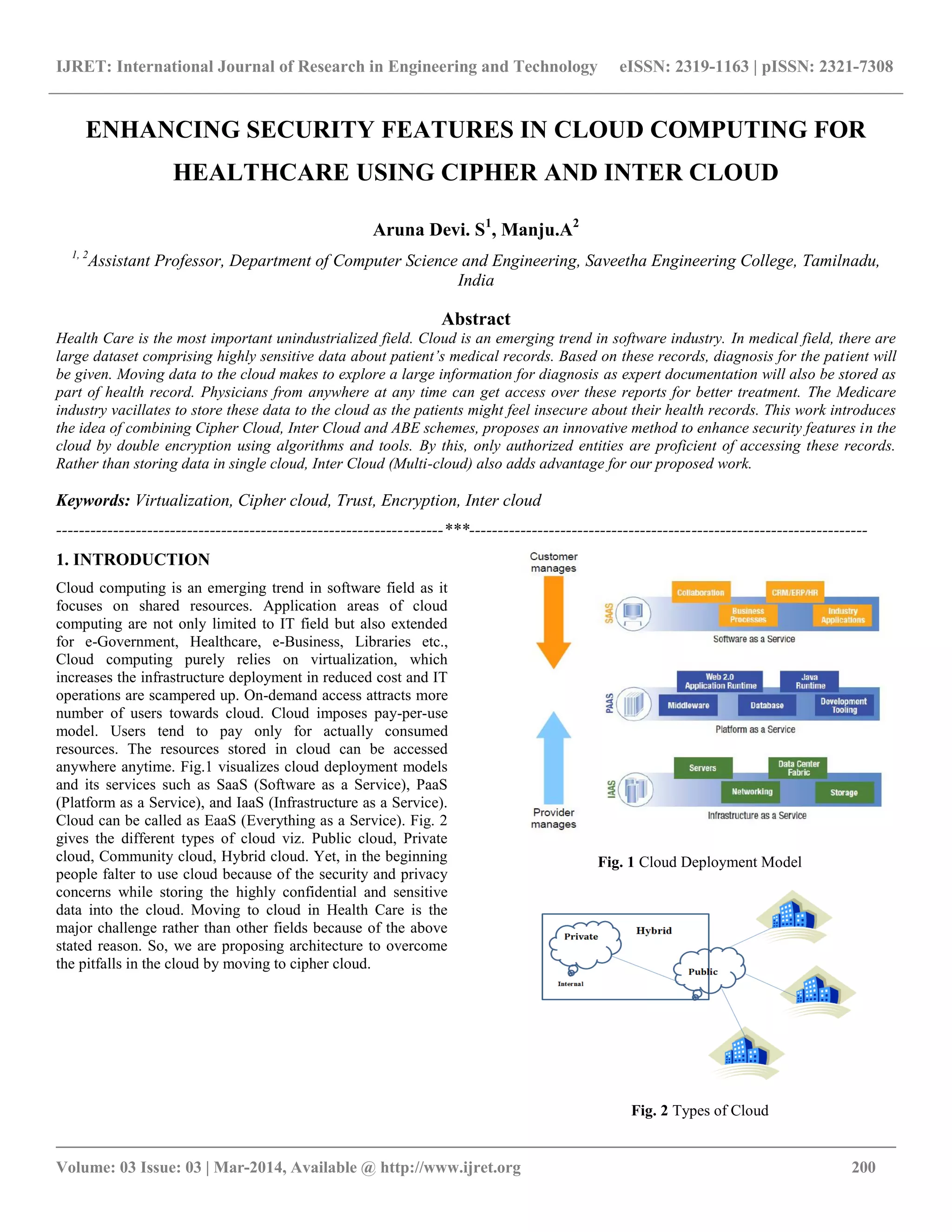 Enhancing security features in cloud computing for healthcare using ...