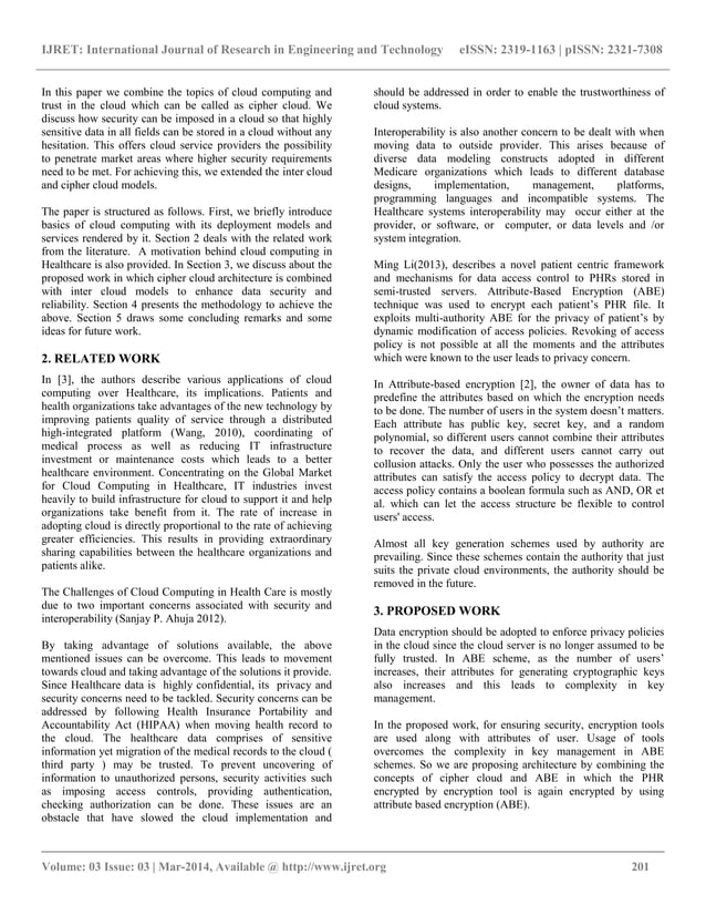 Enhancing Security Features In Cloud Computing For Healthcare Using