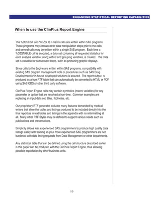 Enhancing statistical report capabilities using the clin plus report ...