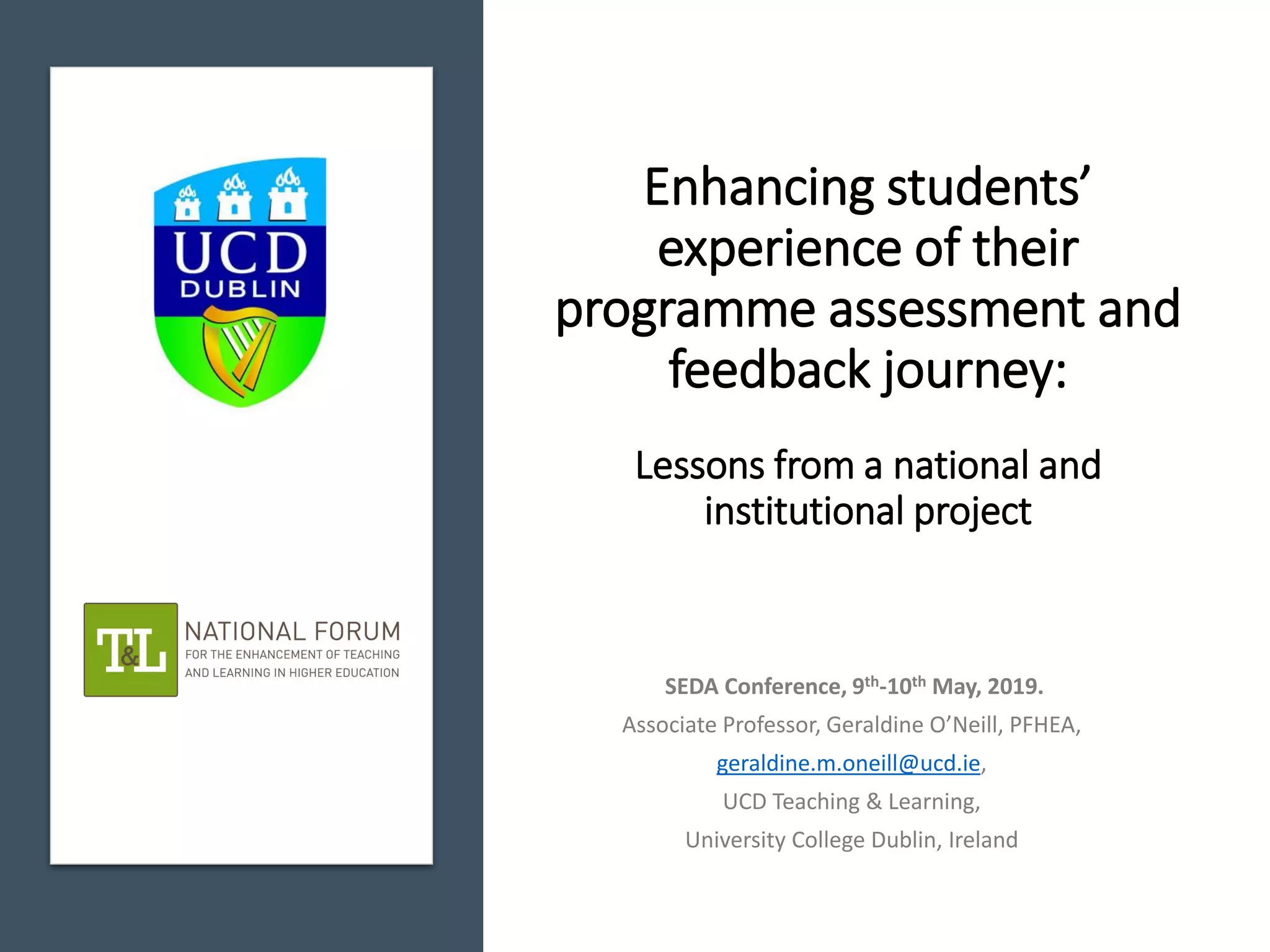 Enhancing students’ experience of their programme assessment and ...