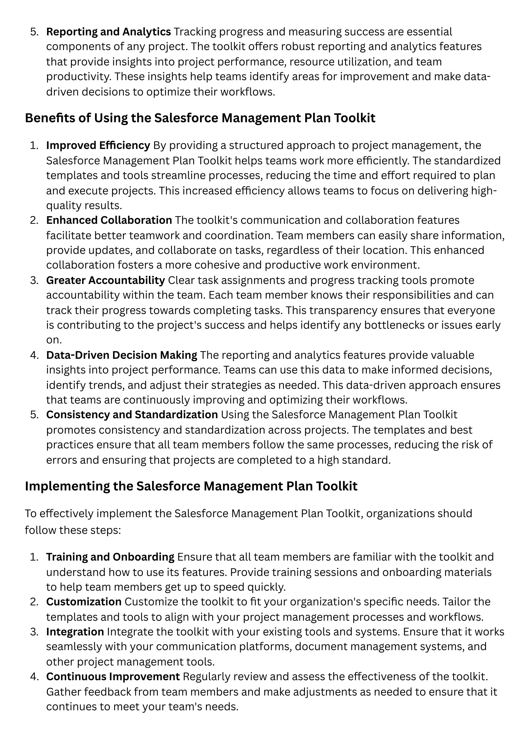 Enhancing Team Collaboration With A Salesforce Management Plan Toolkit