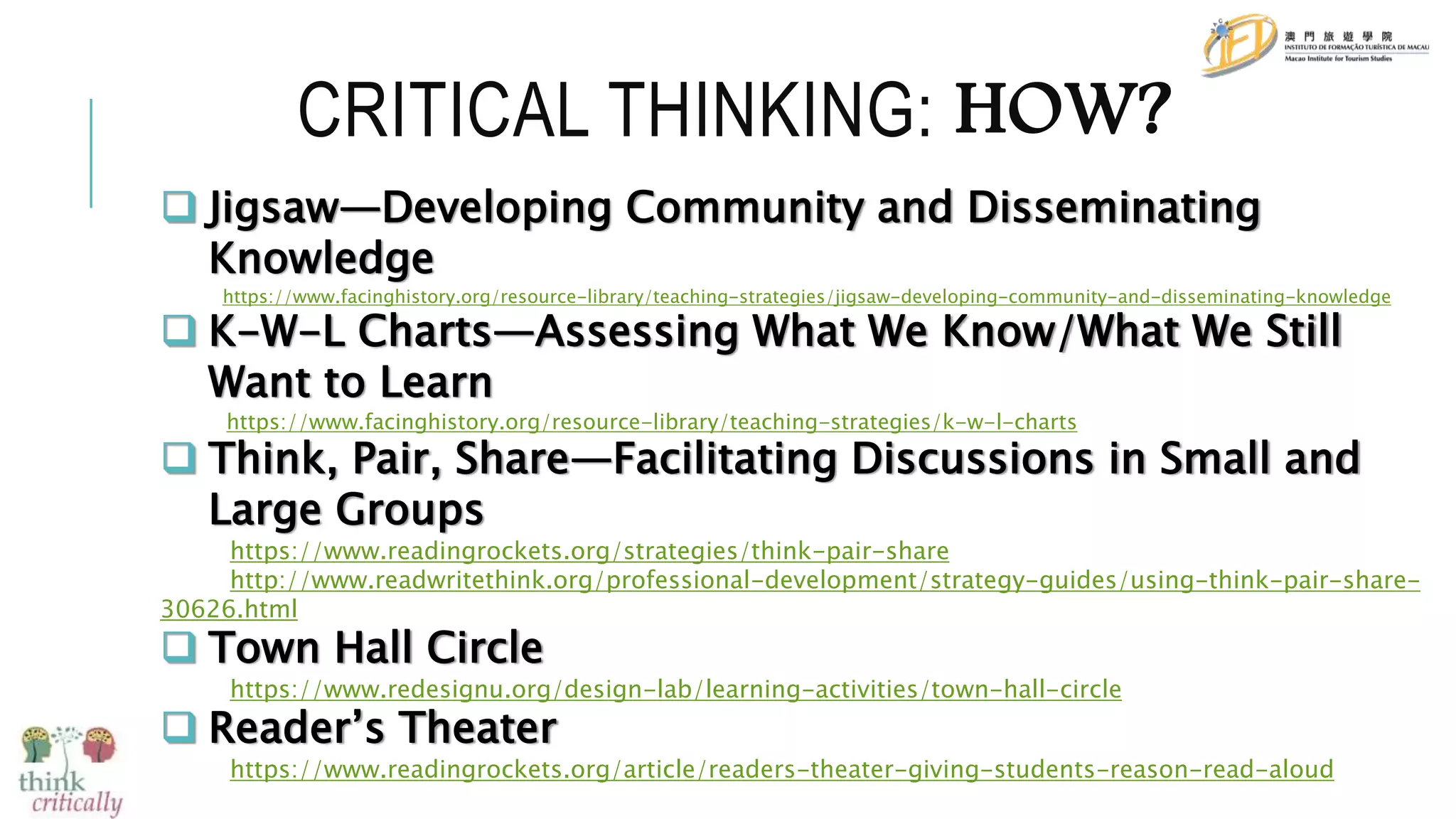 Enhancing The 21st Century Critical Thinking Skills Of Esl Efl Learners Ppt