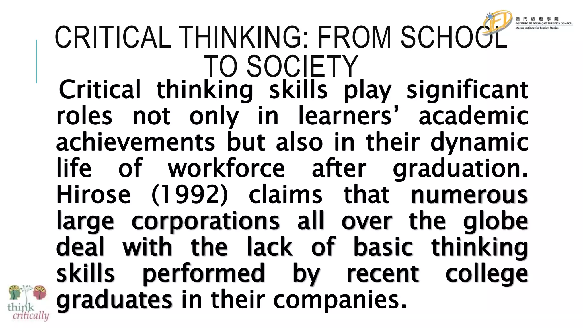 Enhancing the 21st century critical thinking skills of ESL/EFL learners ...