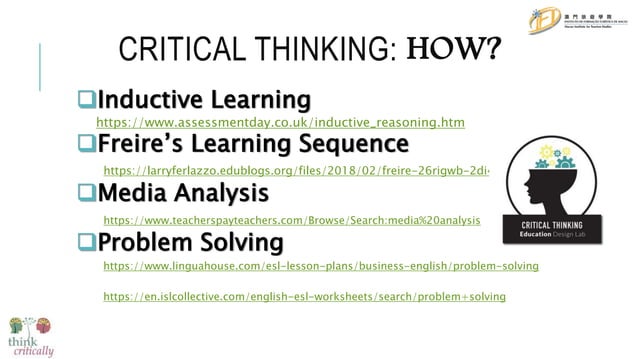 Enhancing the 21st century critical thinking skills of ESL/EFL learners ...