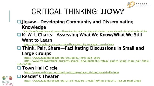 Enhancing the 21st century critical thinking skills of ESL/EFL learners ...