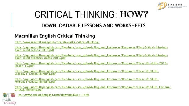 Enhancing the 21st century critical thinking skills of ESL/EFL learners ...