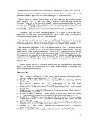 Enhancing the matrix transpose operation using intel avx instruction set extension | PDF