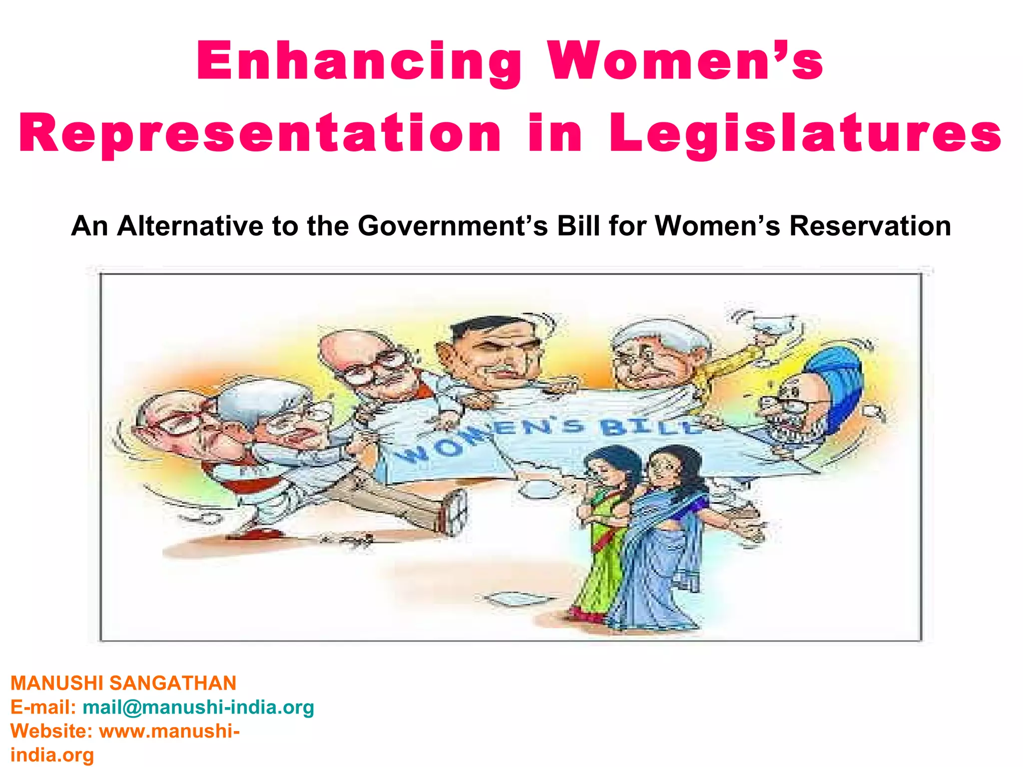 Enhancing Women’s Representation In Legislatures | PPT