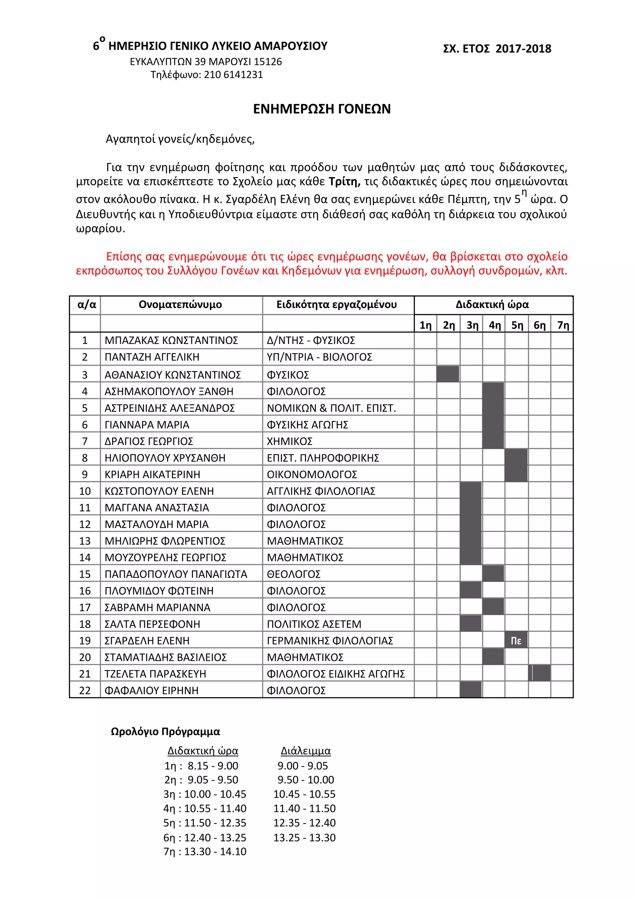 Ενημέρωση Γονέων και Κηδεμόνων | PDF