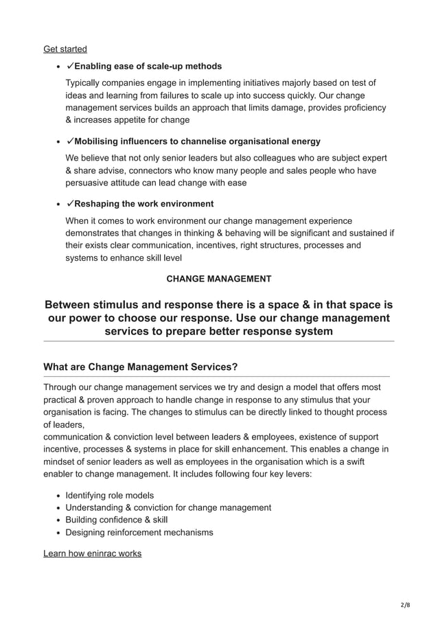 Change Management Solutions for Strategic Innovation | Eninrac | PDF