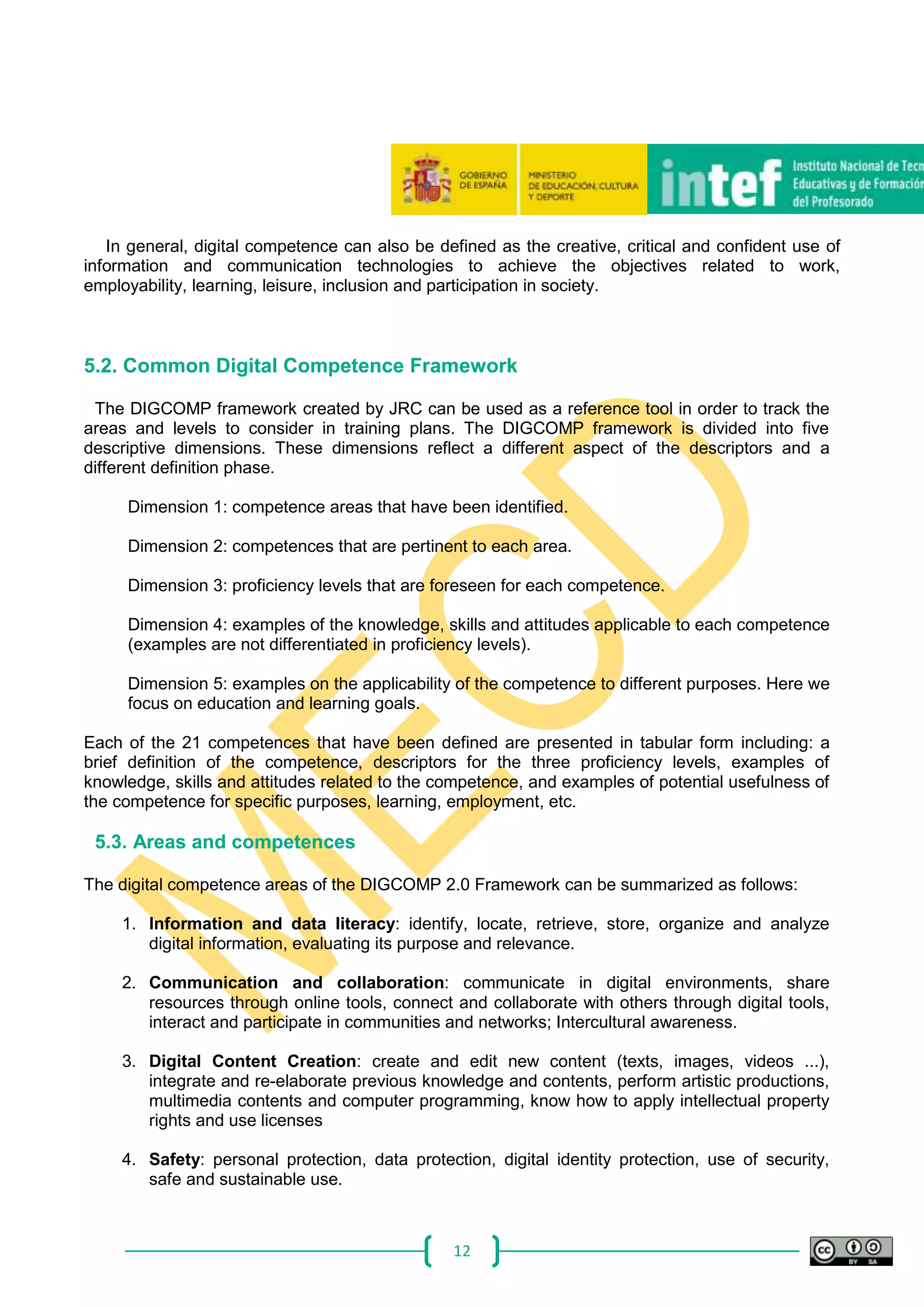Common Digital Competence Framework for Teachers | PDF
