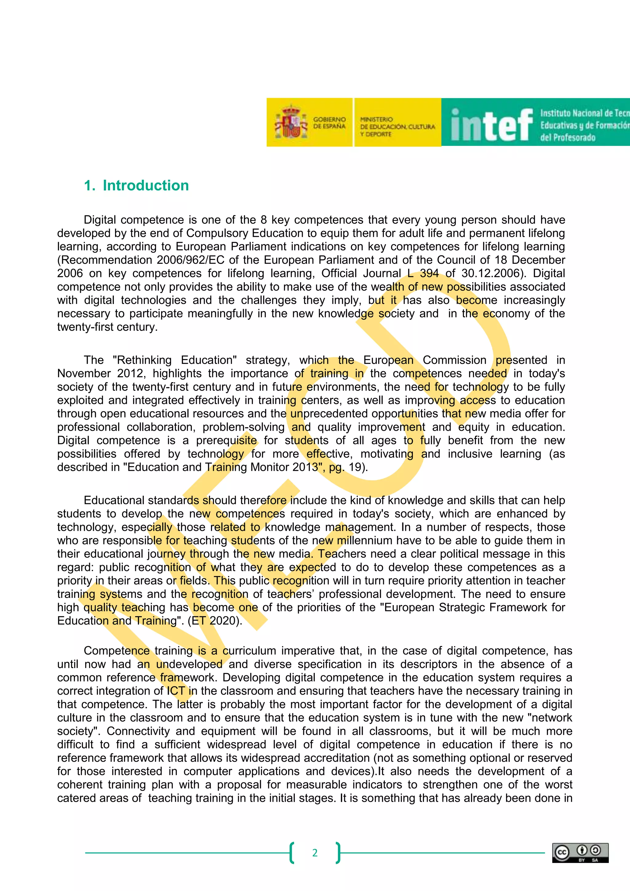 Common Digital Competence Framework for Teachers | PDF