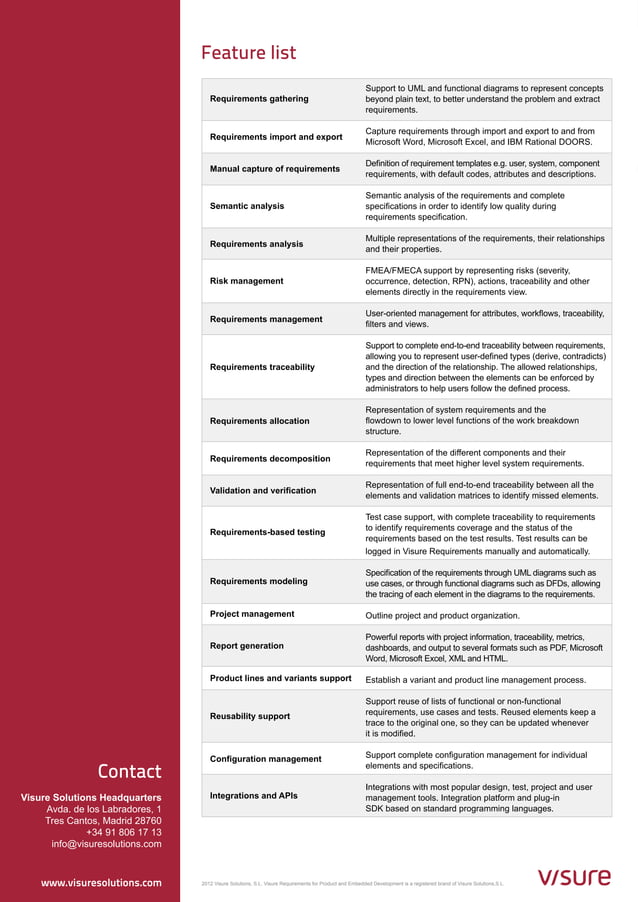 Visure Requirements For Product And Embedded Devolpment Visure Solutions Requirements