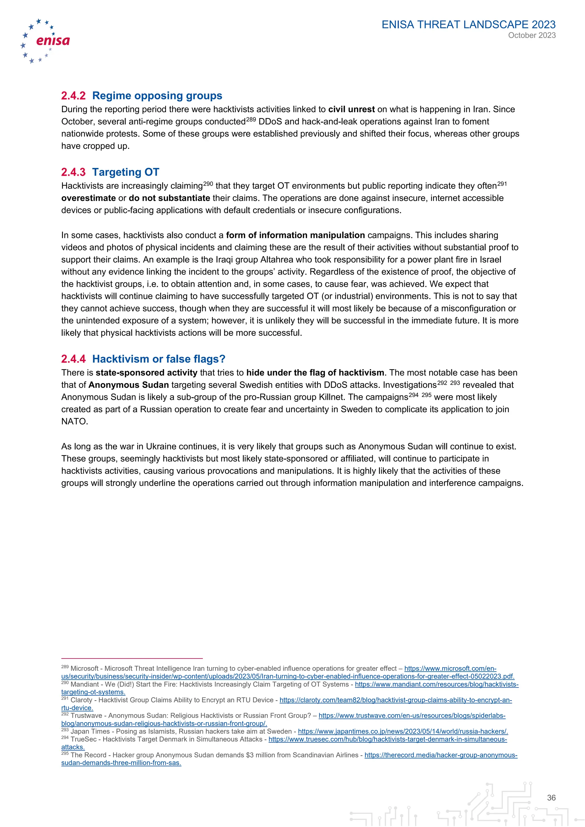 ENISA Threat Landscape 2023 documentation | PDF ENISA Threat Landscape 2023 documentation | PDF