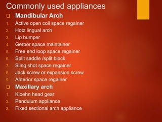 Space regaining procedure in pediatric dentistry | PPTX