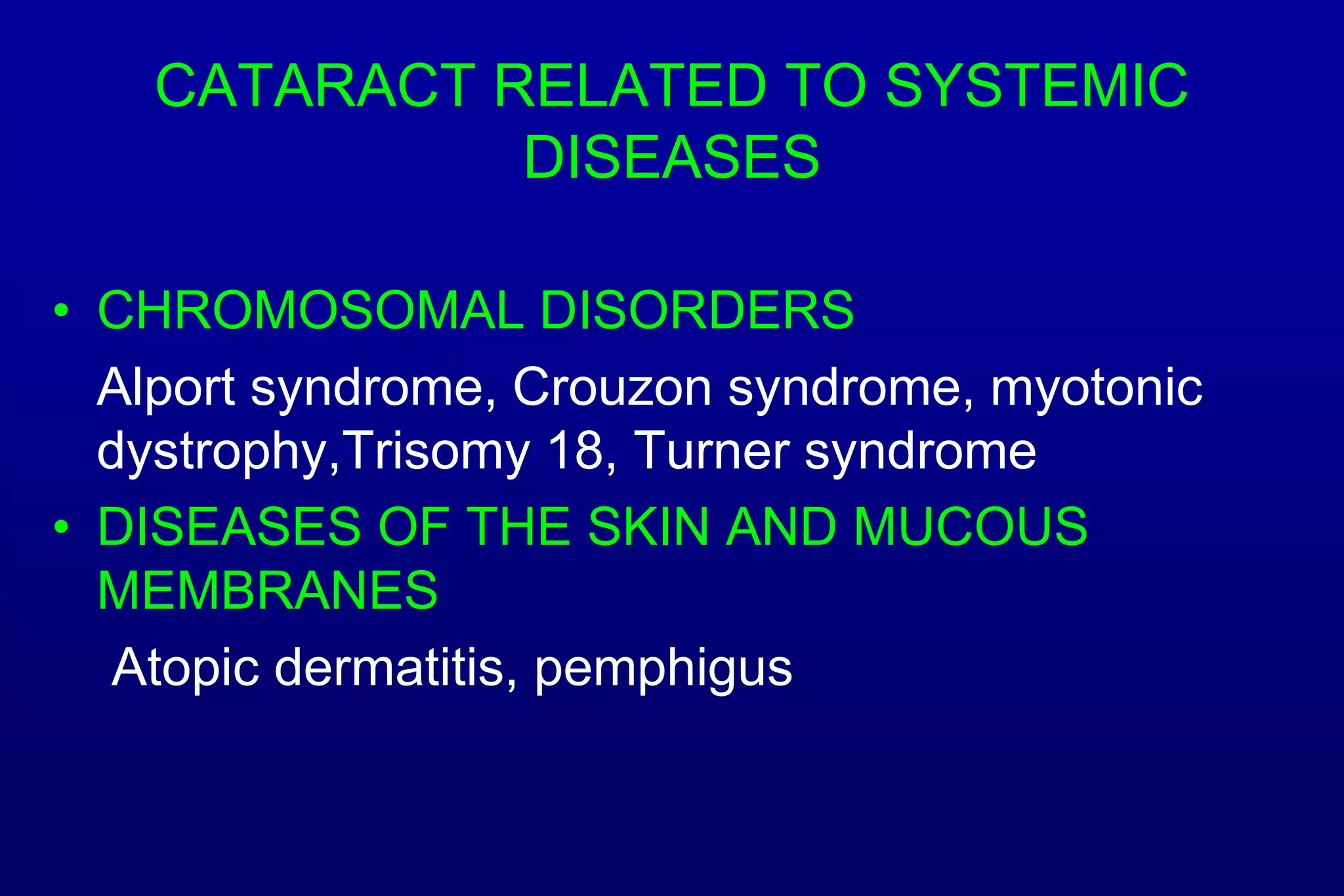 Ophthalmic Manifestations of Systemic Disorders | PPT