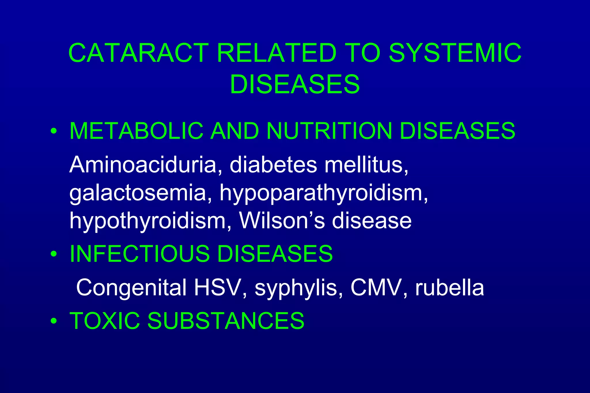 Ophthalmic Manifestations of Systemic Disorders | PPT