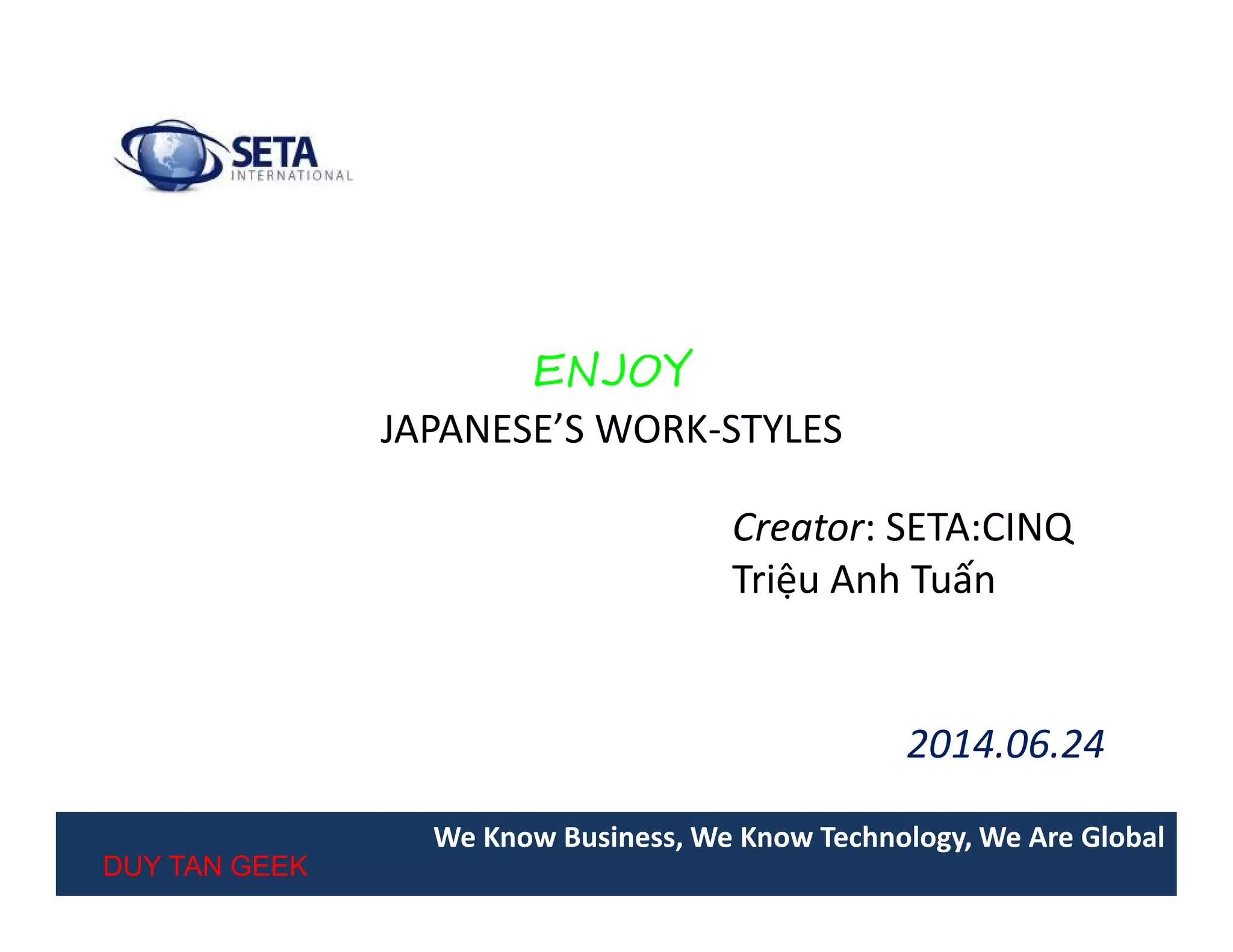 Enjoy Japanese work style | PDF | Business | Business and Finance