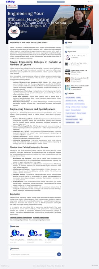 Engineering Your Success: Navigating Private Colleges in Kolkata | PDF