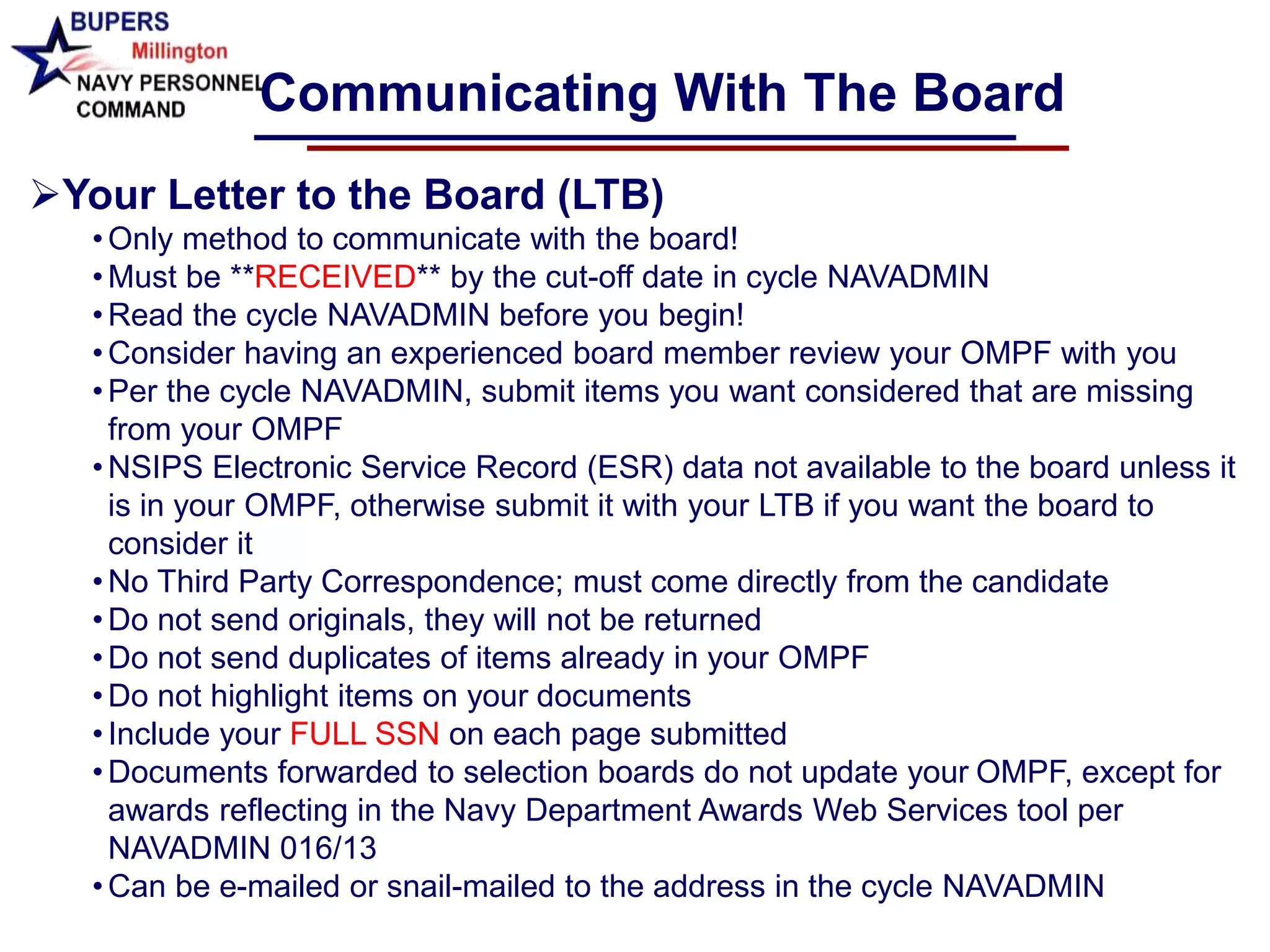 Selection Board Brief FY15-16 | PPTX