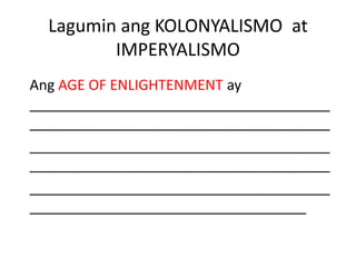Age of Enlightenment o Panahon ng Kaliwanagan COT-RPMS Aligned | PPTX