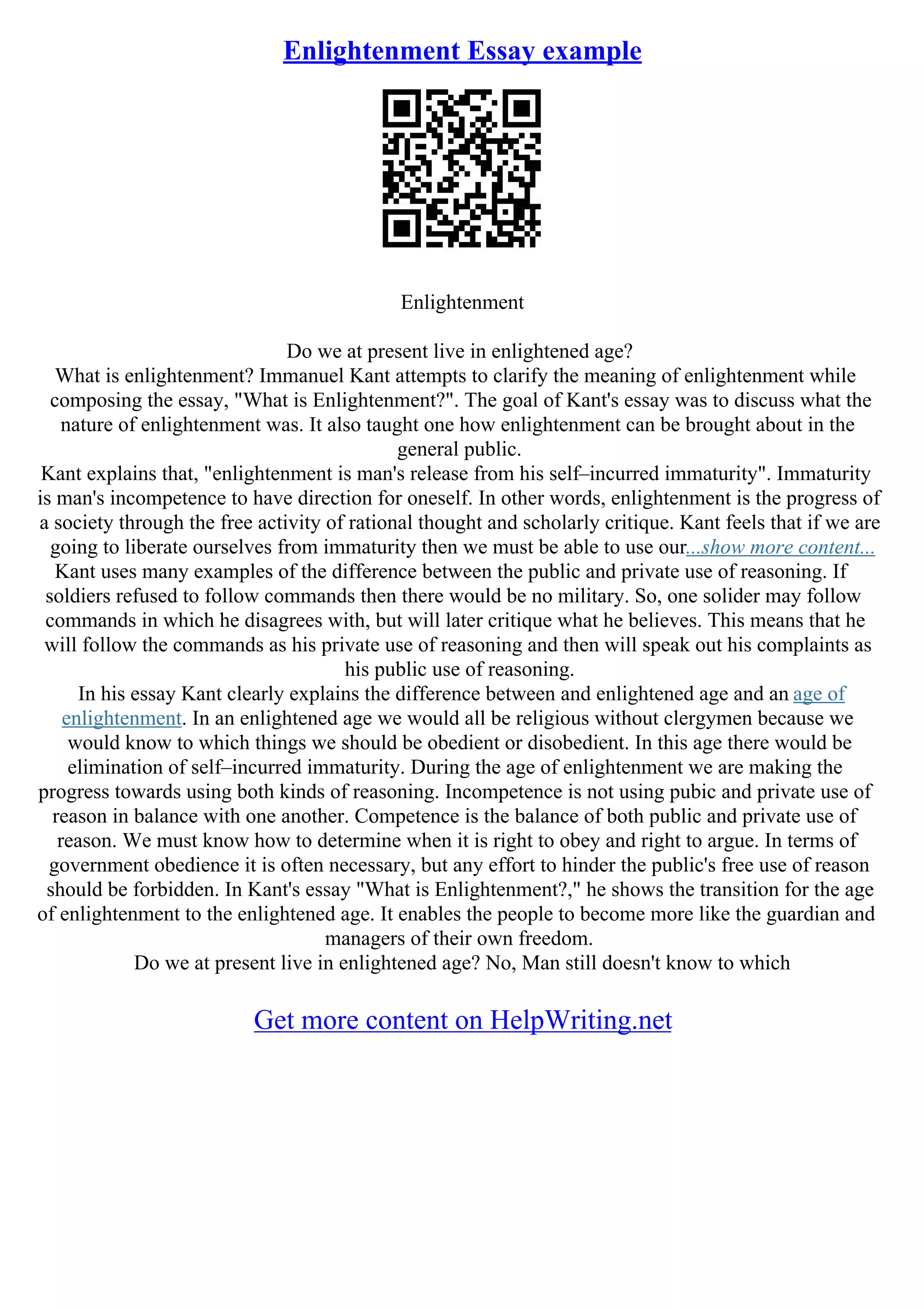 Enlightenment Essay | PDF