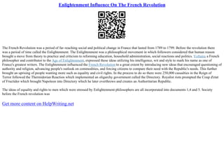 Enlightenment Influence On The French Revolution | PPT